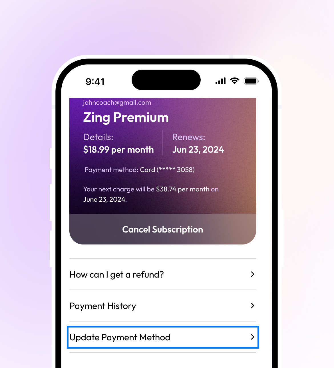 Update my payment method – Zing Coach Help Center